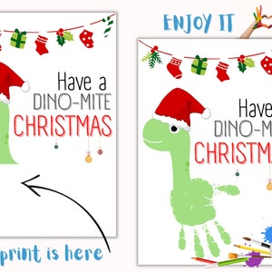 DINO-MITE Christmas Handprint Art Printable, Footprint Christmas ...