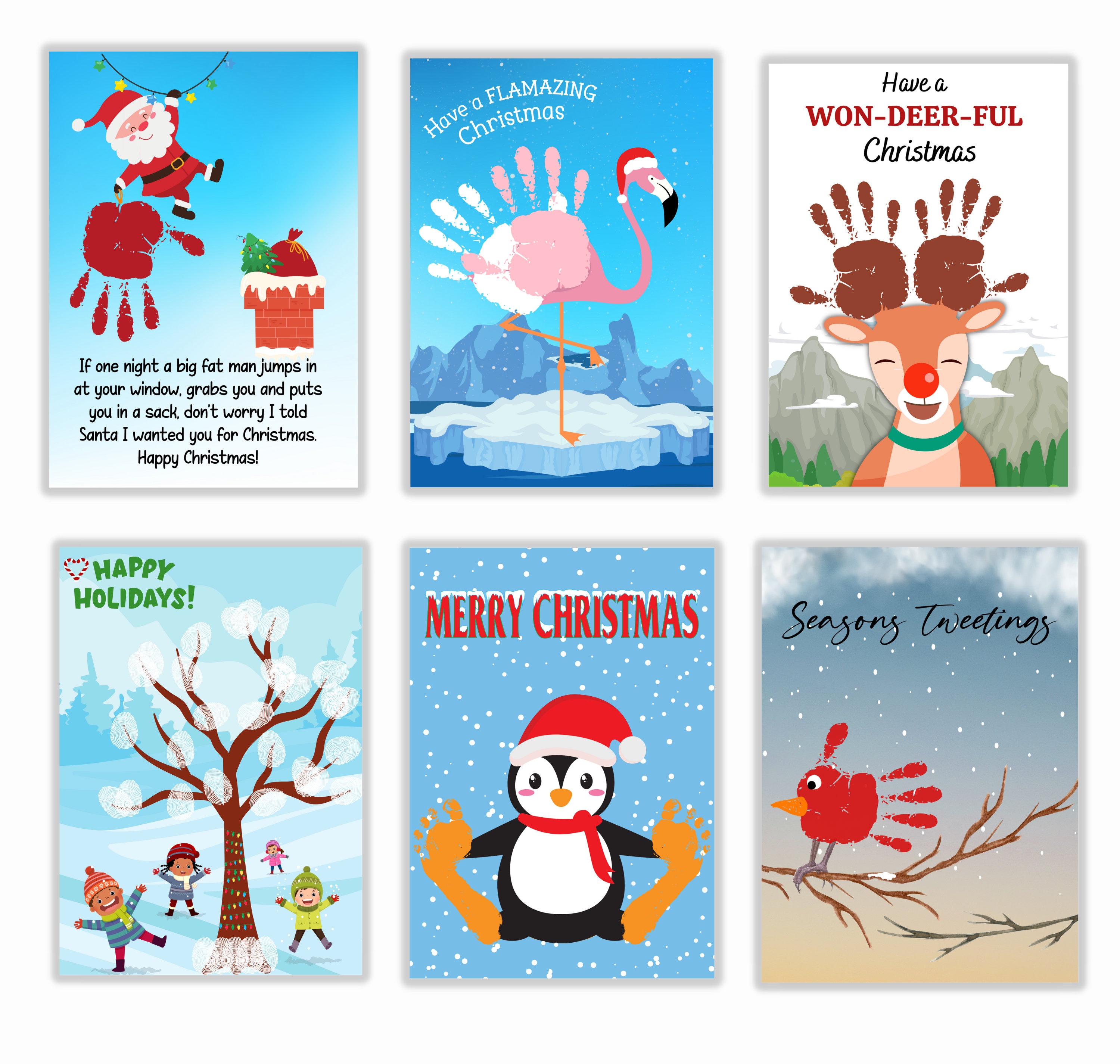 Christmas Handprint Footprint Art Craft Bundle Printable - Etsy