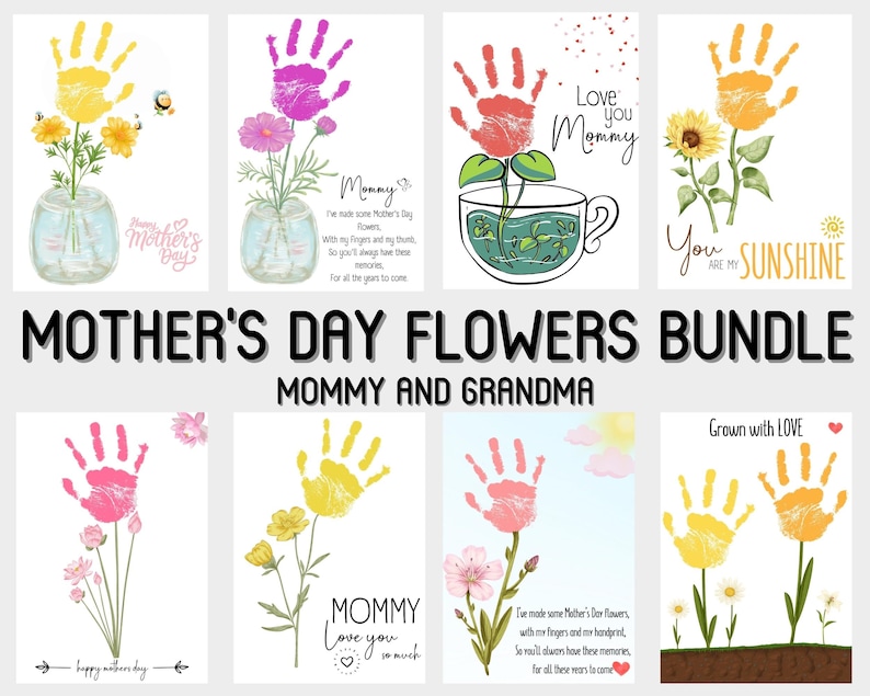 Mother's Day Handprint Craft Bundle Mother's Day - Etsy