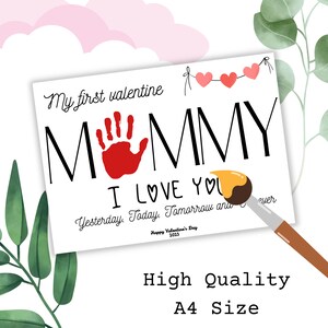 Valentines Day Mommy Handprint Gift Card, Love Handprint Art Craft ...