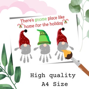 Gnome Christmas Handprint Art Craft, Christmas Footprint Printable ...