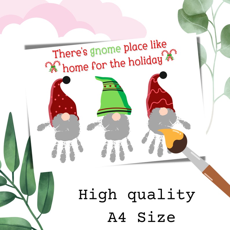 Gnome Christmas Handprint Art Craft Christmas Footprint - Etsy