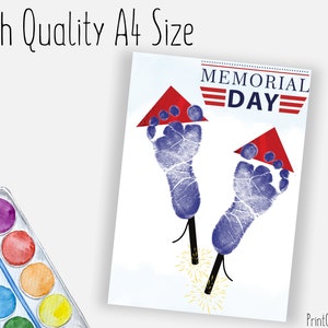 Memorial Day Handprint Footprint Craft, Happy Memorial Day Handprint ...