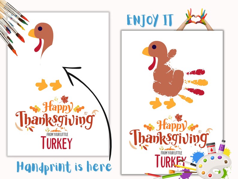 Thanksgiving Handprint Footprint Craft Bundle Fall Printable - Etsy