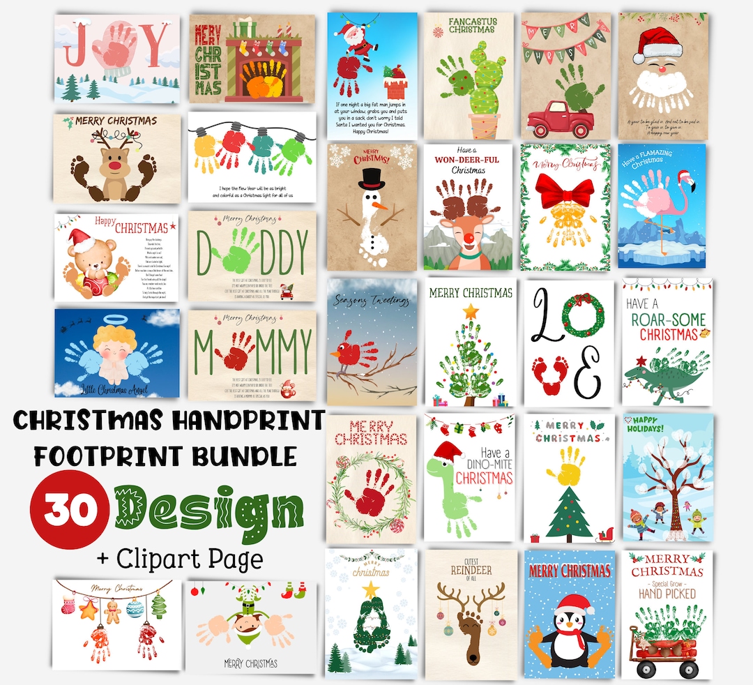 Christmas Handprint Art Craft, Christmas Footprint DIY Decor, Printable ...