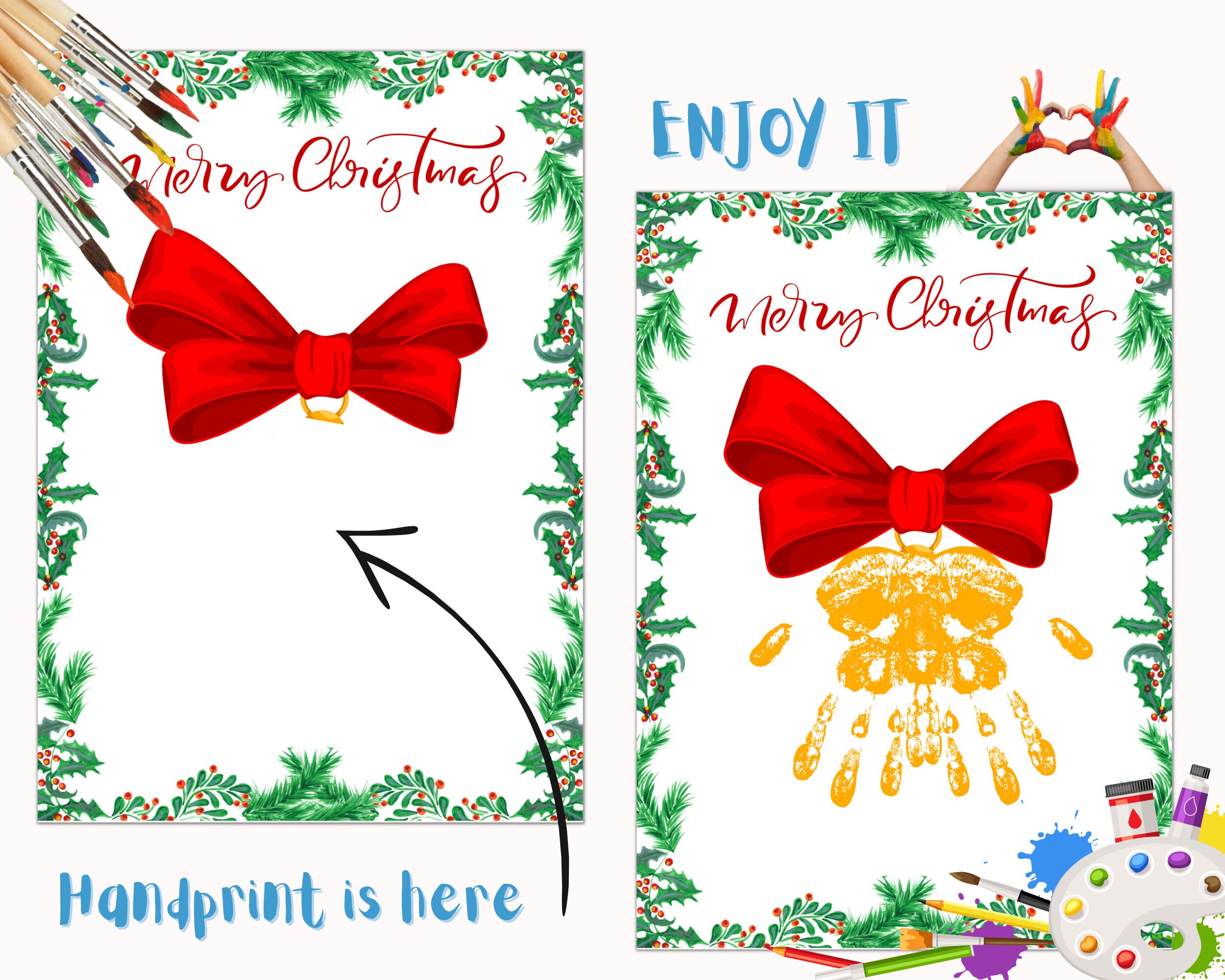Christmas Handprint Art, Bell Handprint Art, Christmas Decoration ...