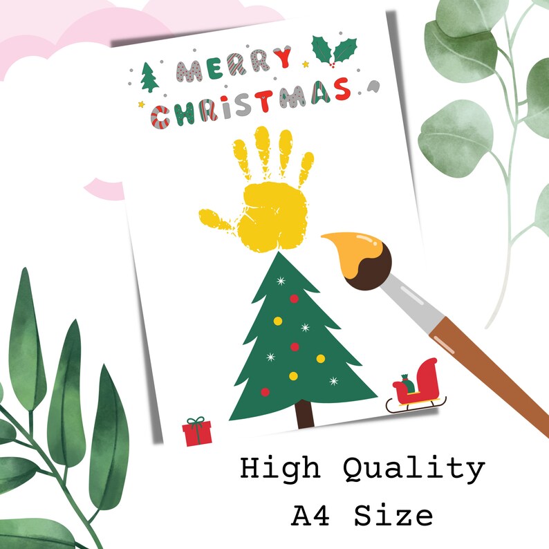 Merry Christmas Handprint Craft Art Baby Toddler Kids DIY - Etsy