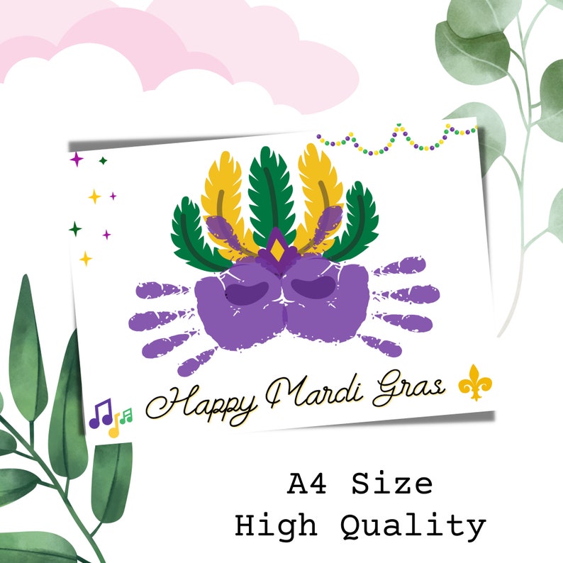 Mardi Gras Handprint Footprint Art Craft Baby Footprint Kids - Etsy
