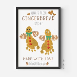 Christmas Gingerbread Footprint Craft, Printable Christmas Handprint ...