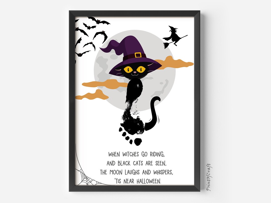 Halloween Footprint Art Craft, Handprint Art Halloween Kids, Keepsake ...