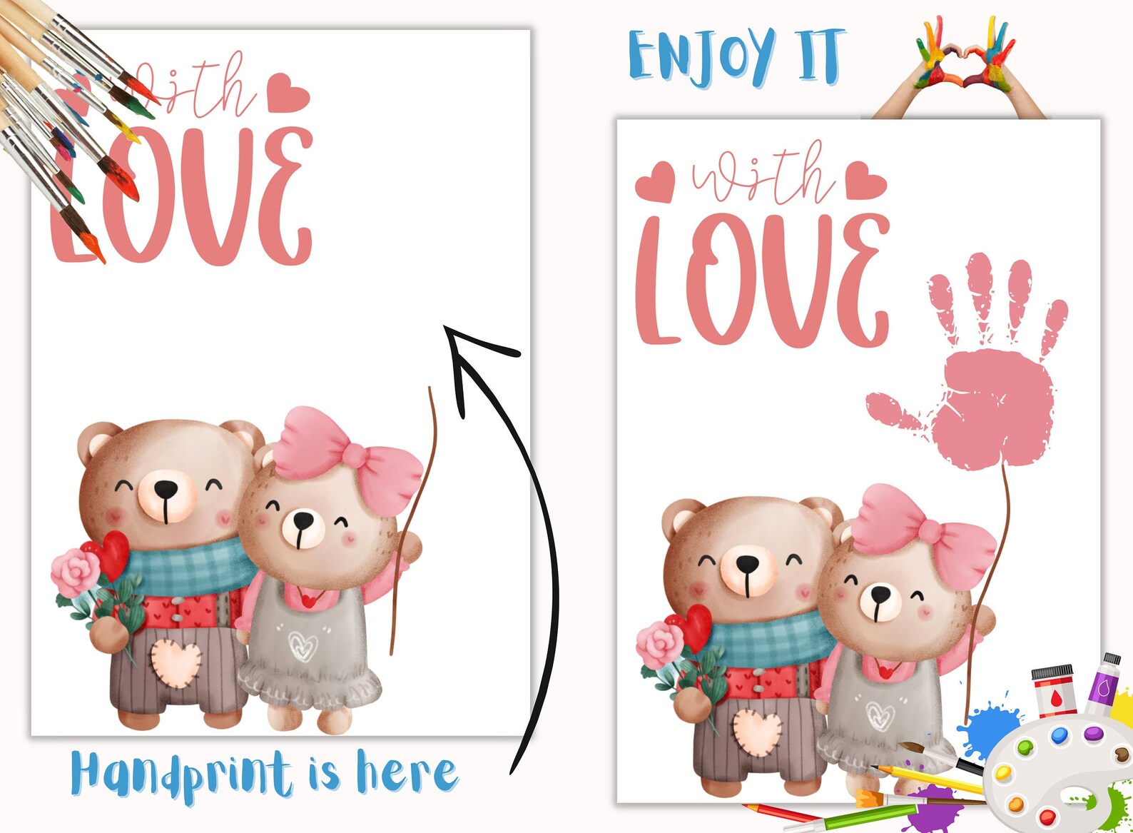 Valentines Day Handprint Footprint Craft, Love Handprint Art Craft ...