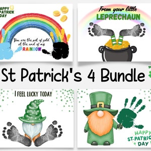 St Patrick's Handprint Footprint Bundle Craft, Leprechaun Clover ...