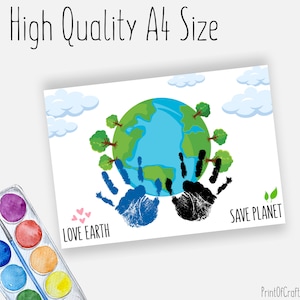 Earth Day Handprint Craft, Love Earth Save Planet Footprint Art DIY ...