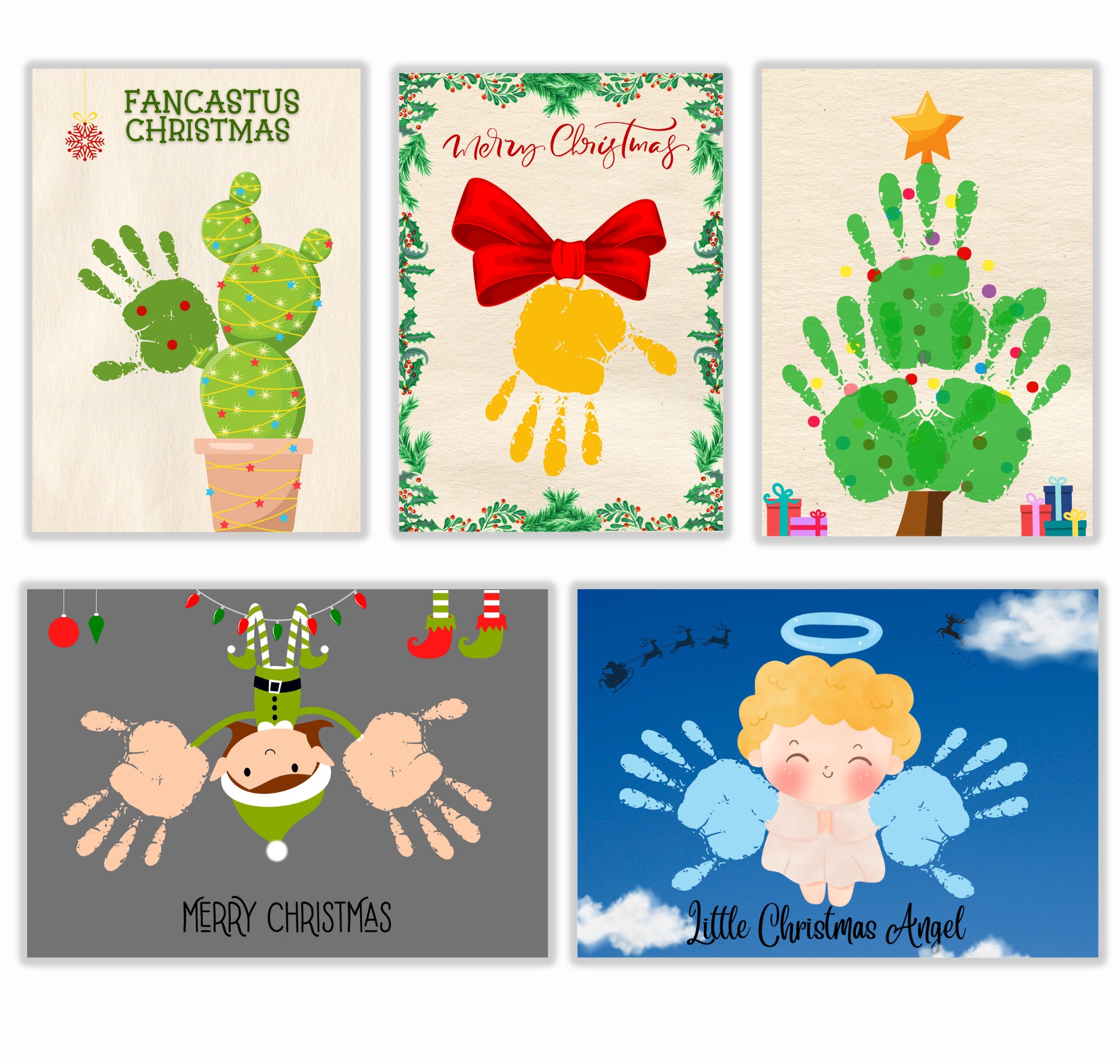 Christmas Handprint Footprint Art Craft Bundle, Printable Christmas ...