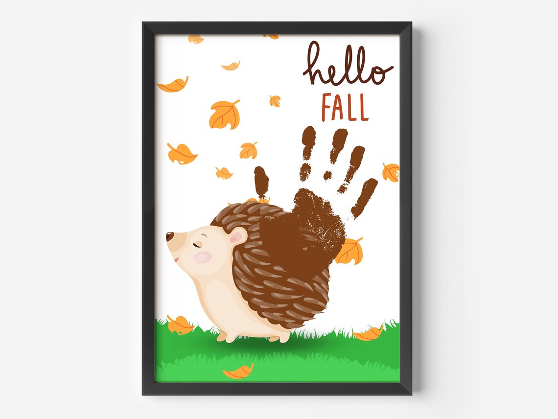 Hedgehog Handprint Craft for Fall DIY Kids Handprint - Etsy