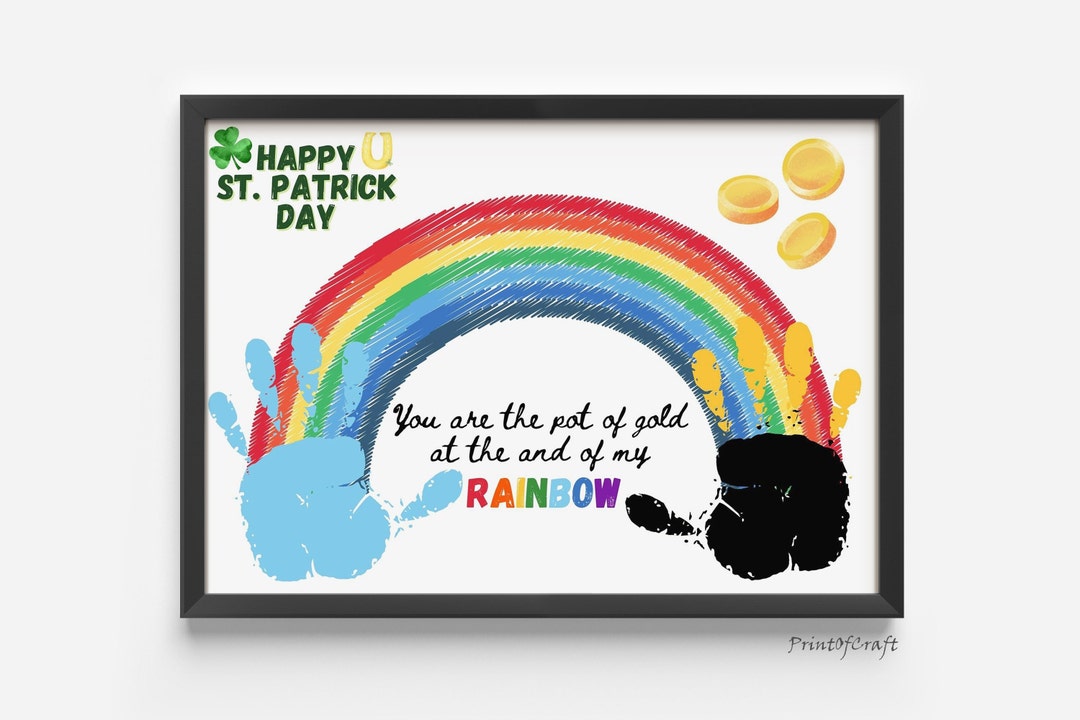 St Patrick's Day Rainbow Handprint Footprint, St Patrick's Printable ...