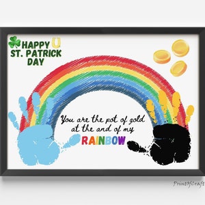 St Patrick's Day Rainbow Handprint Footprint, St Patrick's Printable ...