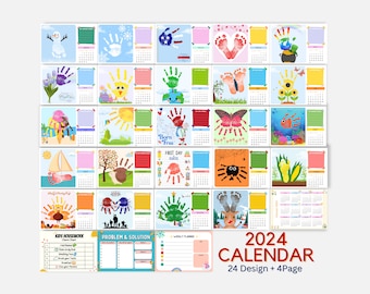 2024 Handprint Footprint Calendar Art Craft / DIY Gift Child Baby Kids ...