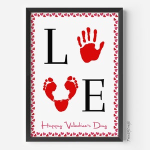 Love Handprint Art Craft, Valentines Day Footprint Handprint, Keepsake ...