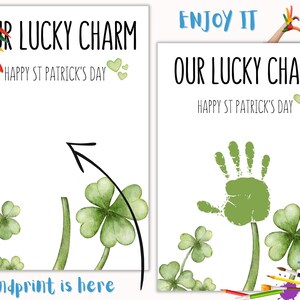 St Patrick's Lucky Charm Handprint Art Craft, Printable St Patrick's ...