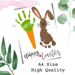 Easter Bunny Carrot Handprint Footprint Art Craft, Handprint Footprint ...