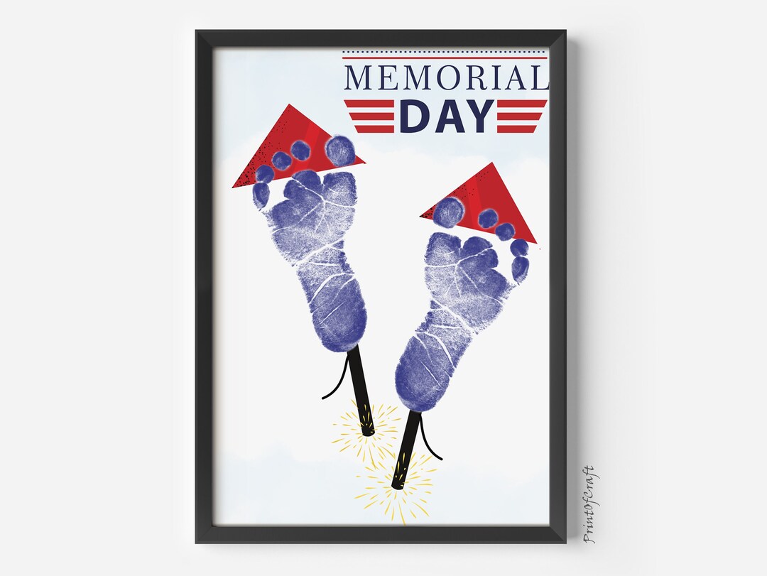 Memorial Day Handprint Footprint Craft, Happy Memorial Day Handprint ...
