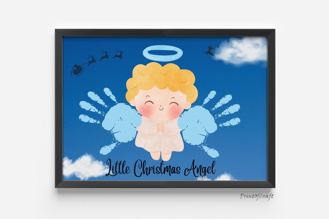 Christmas Handprint Art Craft, First Christmas Angel Handprint DIY ...