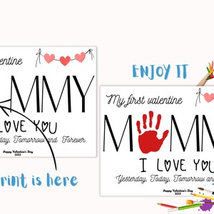 Valentines Day Mommy Handprint Gift Card, Love Handprint Art Craft ...
