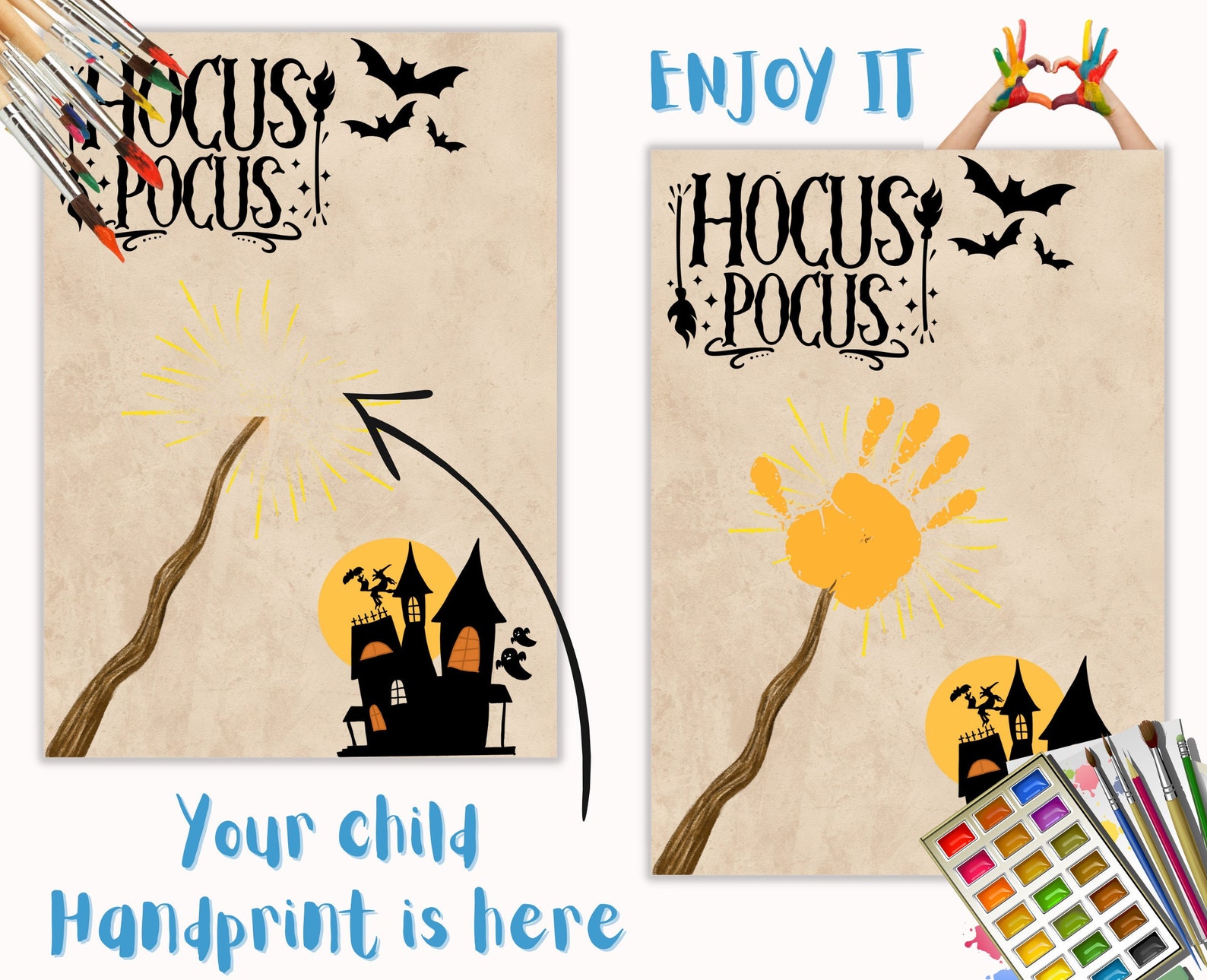 Hocus Pocus Handprint Art Craft Witch Broom Stick Handprint - Etsy