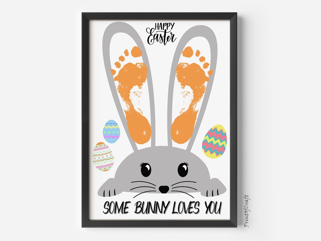 Easter Footprint Art Craft Printable Handprint Footprint Easter Bunny ...