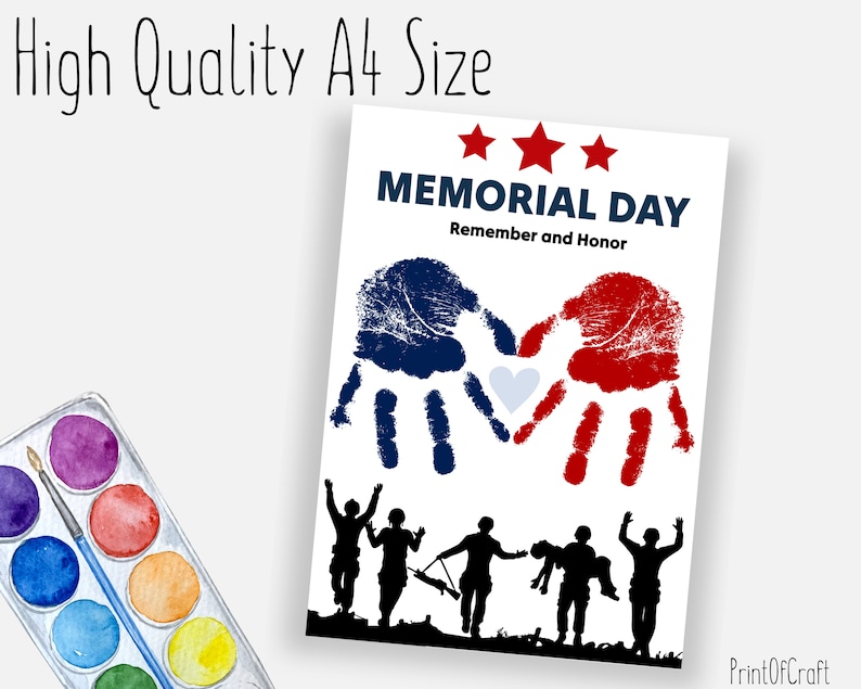 Memorial Day Handprint Footprint Craft, Preschool Handprint Memorial ...