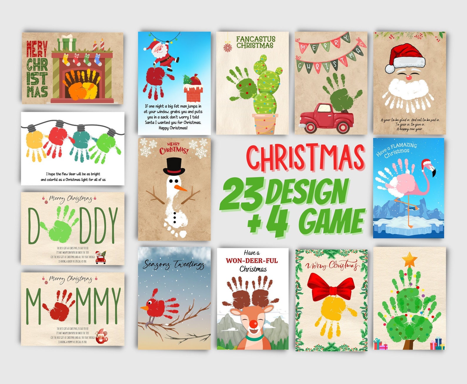 Christmas Handprint Footprint Art Craft Bundle Printable - Etsy