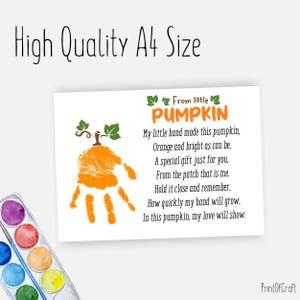 Pumpkin Poem Handprint Printable Art Craft, DIY Pumpkin Autumn Kids ...