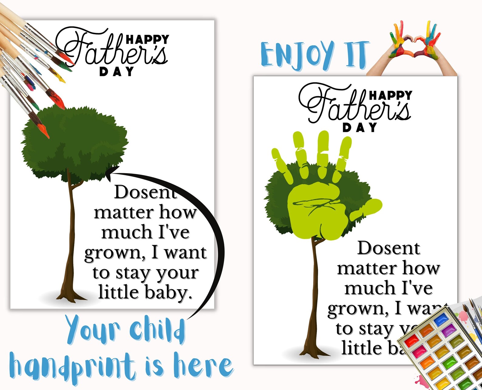 Tree Handprint Craft Idea for Father's Day, Father's Day Handprint Art ...