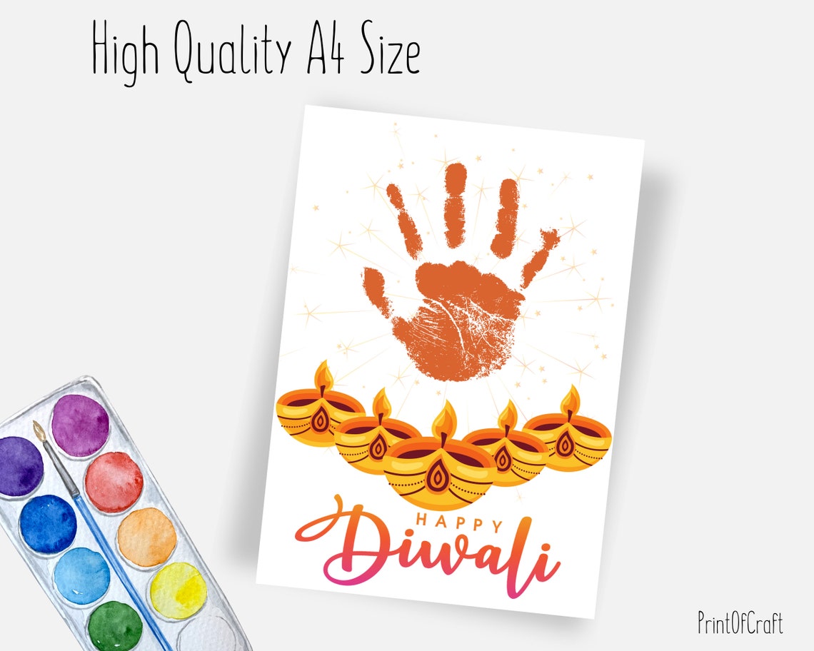 Diwali Day Handprint Art Craft, Preschool DIY Printable Activity Gift ...