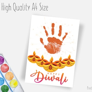 Diwali Day Handprint Art Craft, Preschool DIY Printable Activity Gift ...