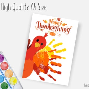 Turkey Handprint Art, DIY Kid Craft, Handprint Keepsake Memory, Fall ...