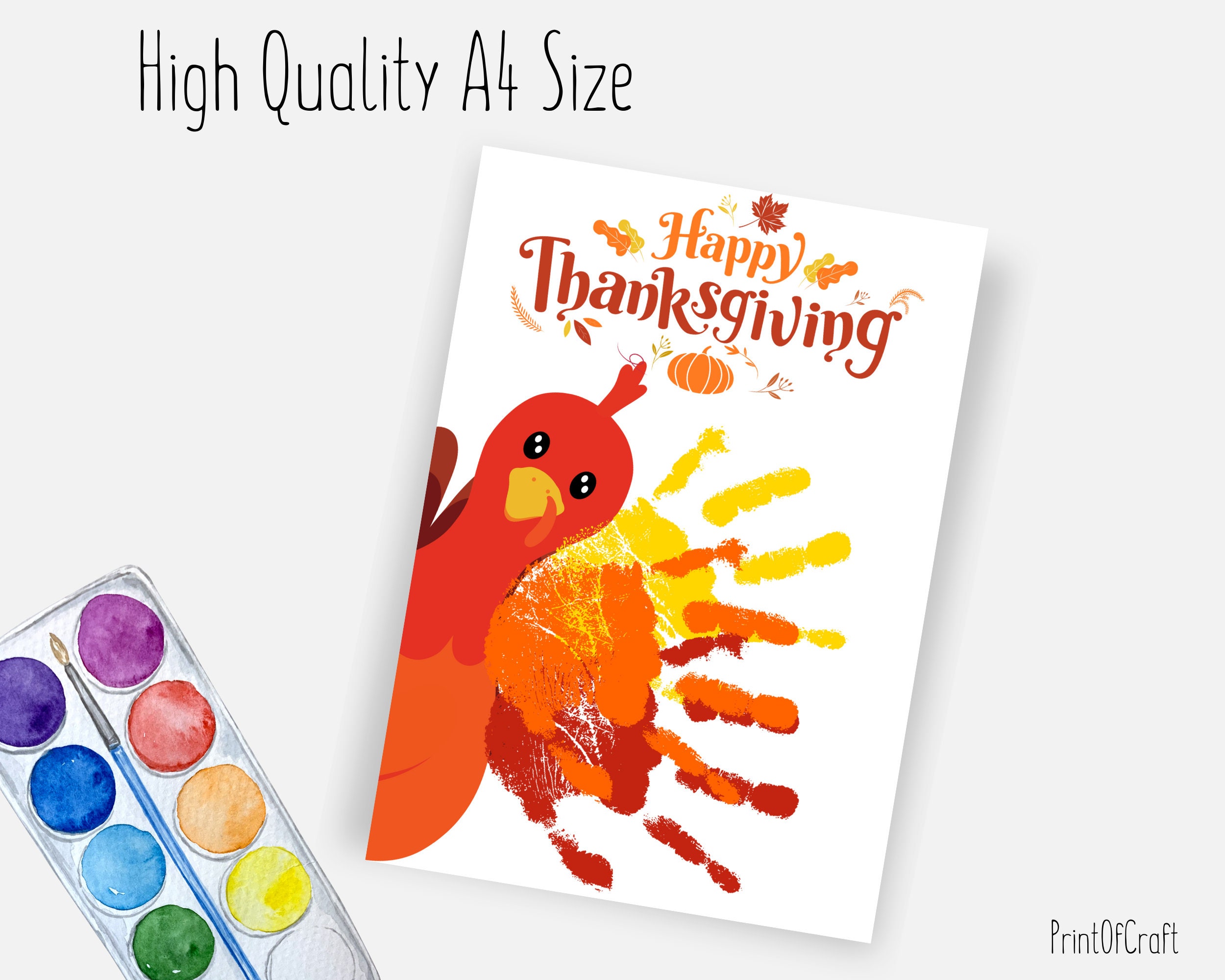 Turkey Handprint Art, DIY Kid Craft, Handprint Keepsake Memory, Fall ...