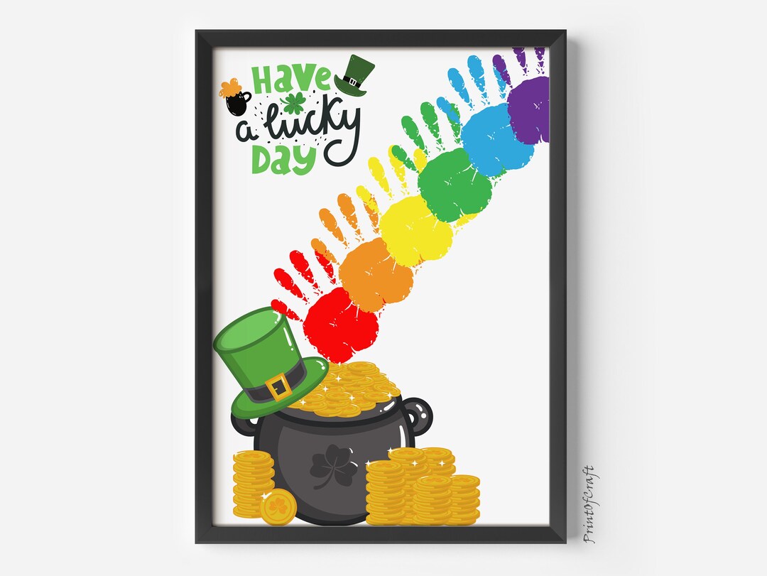 Rainbow St Patrick's Handprint Toddler Craft, Printable St Patrick's ...