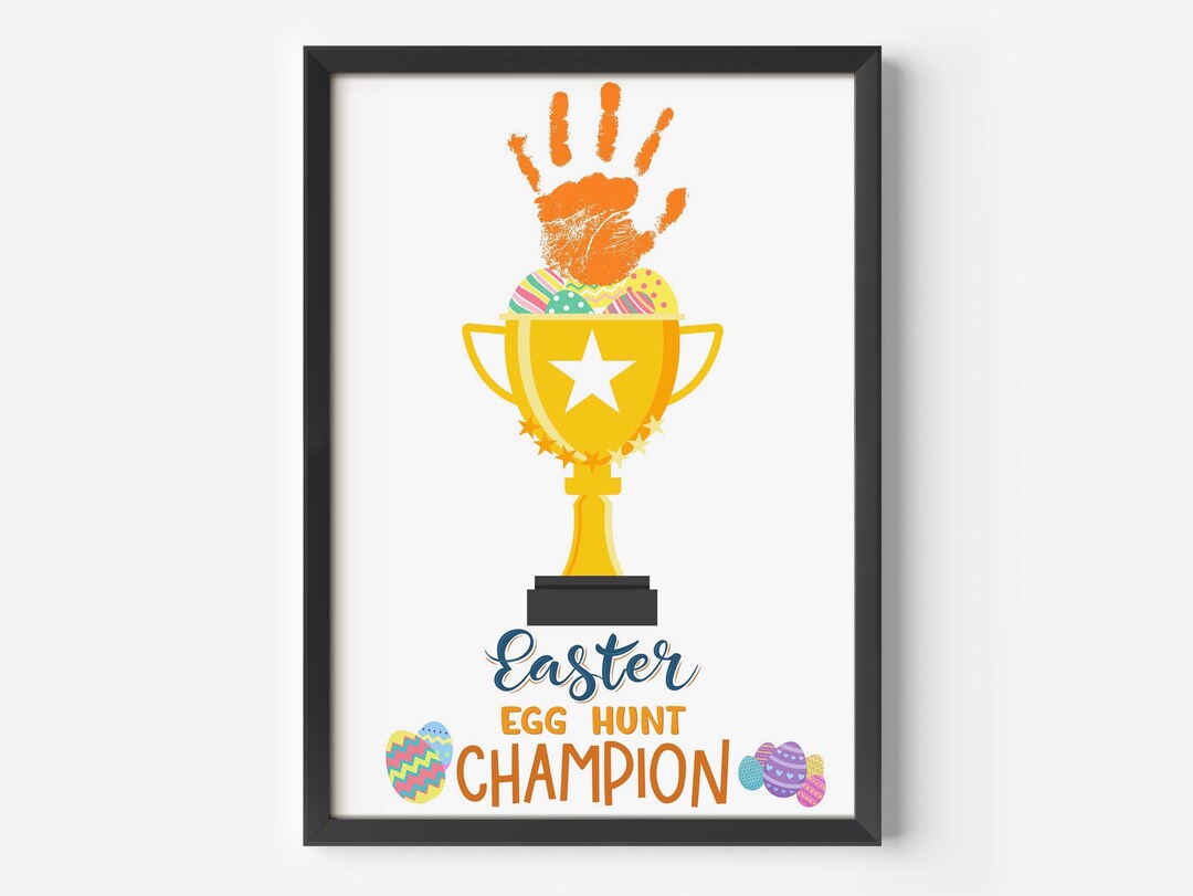 Easter Egg Hunt Handprint Footprint Art Craft, Egg Champion Kids Easter ...