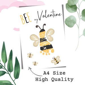 Bee Valentines Day Footprint Craft, Bee My Valentines Handprint Art ...
