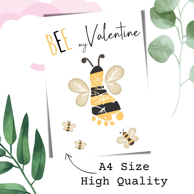 Bee Valentines Day Footprint Craft Bee My Valentines - Etsy