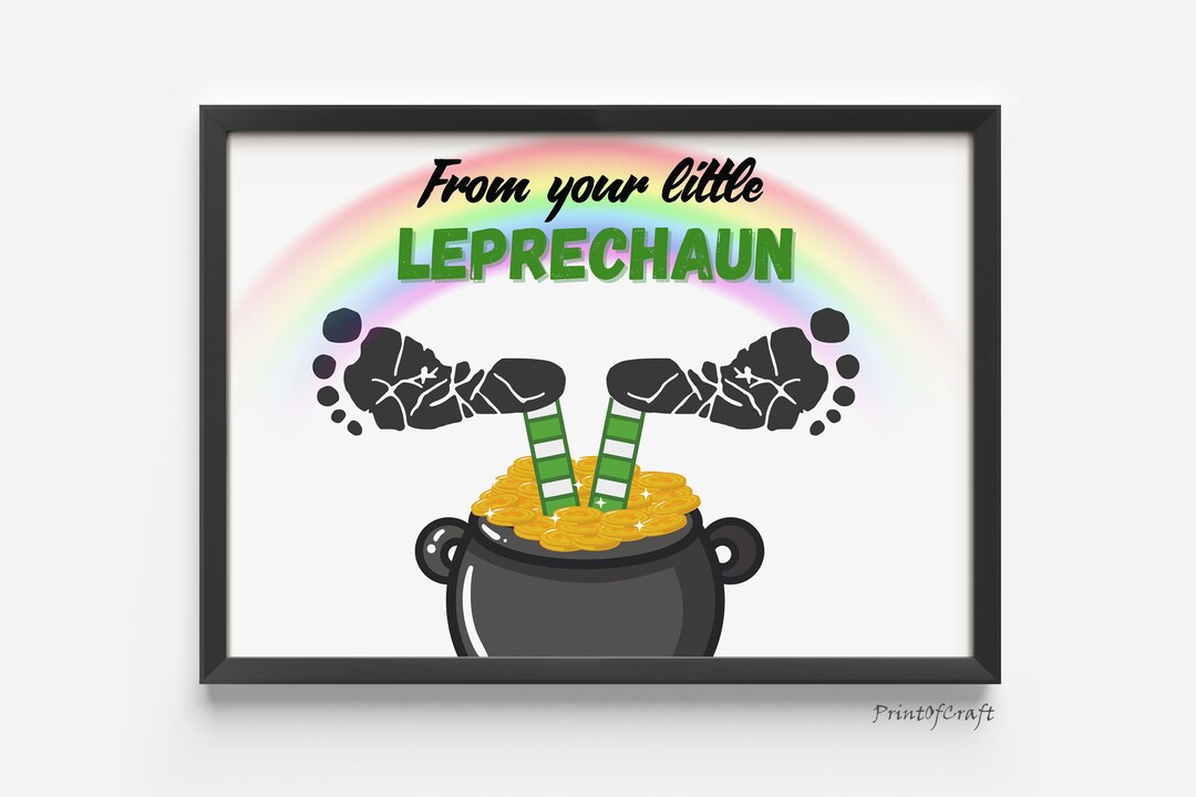 Leprechaun St Patrick's Handprint Art, Printable Handprint Footprint ...
