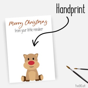 Reindeer Christmas Footprint Craft, Printable Christmas Handprint DIY ...