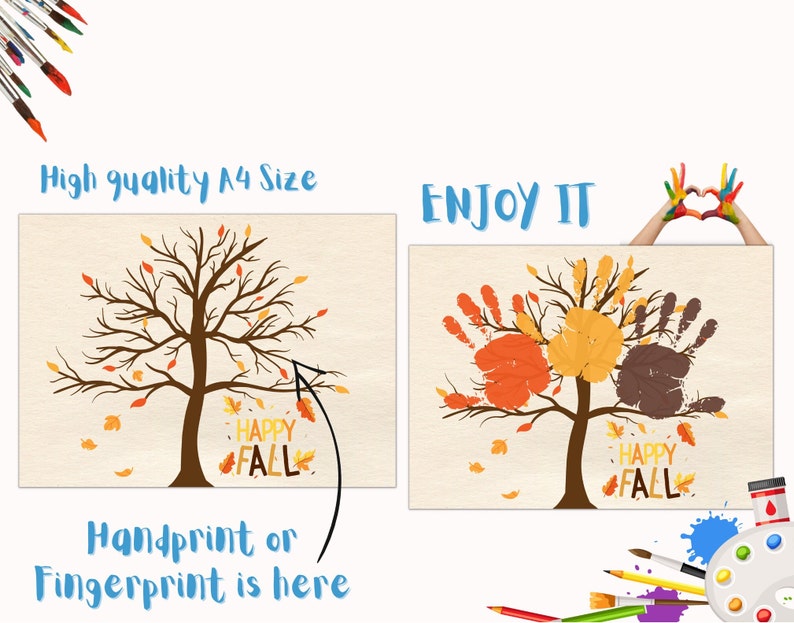 Autumn Fall Tree Handprint Fingerprint Art Fall Craft Baby - Etsy