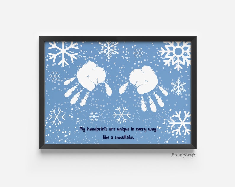 Winter Handprint Craft Art, Baby Toddler Kids DIY Snowflake Craft ...