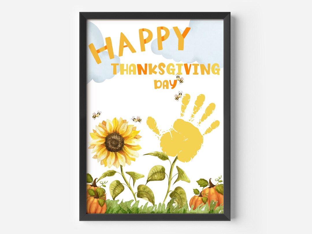 Sunflower Handprint Art, Happy Thanksgiving Autumn Thankful,child Kids ...