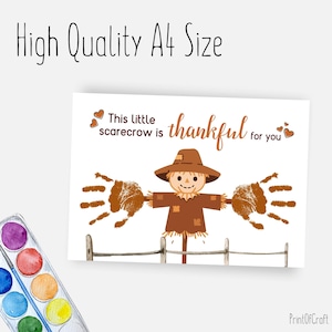 Thankful Scarecrow Handprint Art Printable, Fall Thanksgiving Kids ...