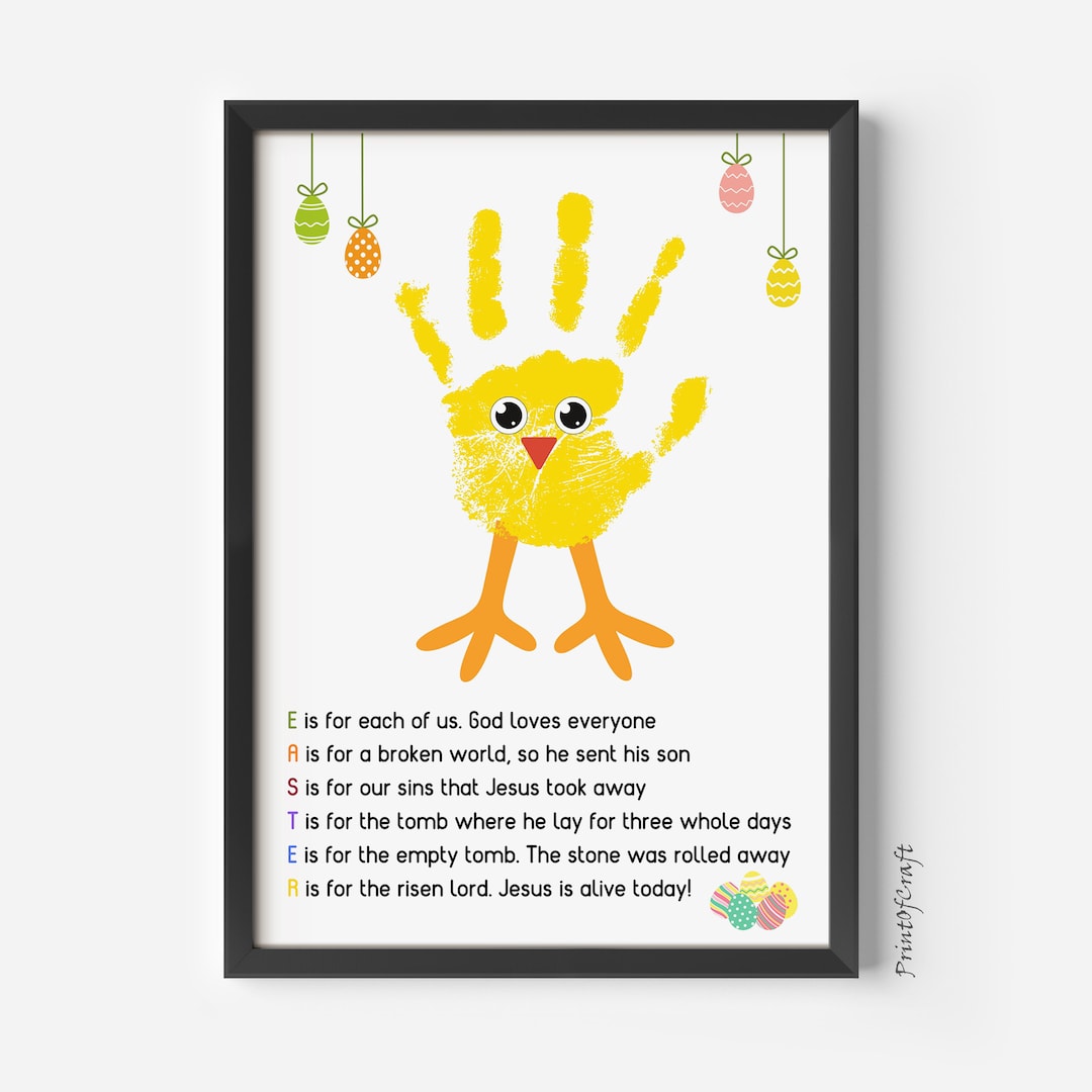 Easter Chicken Poem Handprint Art, Toddler Handprint Keepsake, Easter ...