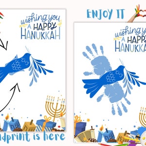 Hanukkah Handprint Footprint DIY Art Craft Bundle, Printable Christmas ...